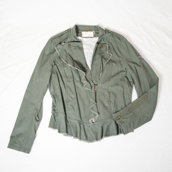 William Rast | Jackets & Coats | Army Green William Rast Ruffled ...